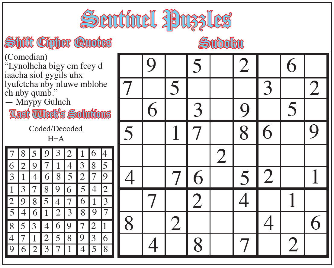 This Week’s Puzzles - September 25 2025 Edition - Johnston County Sentinel