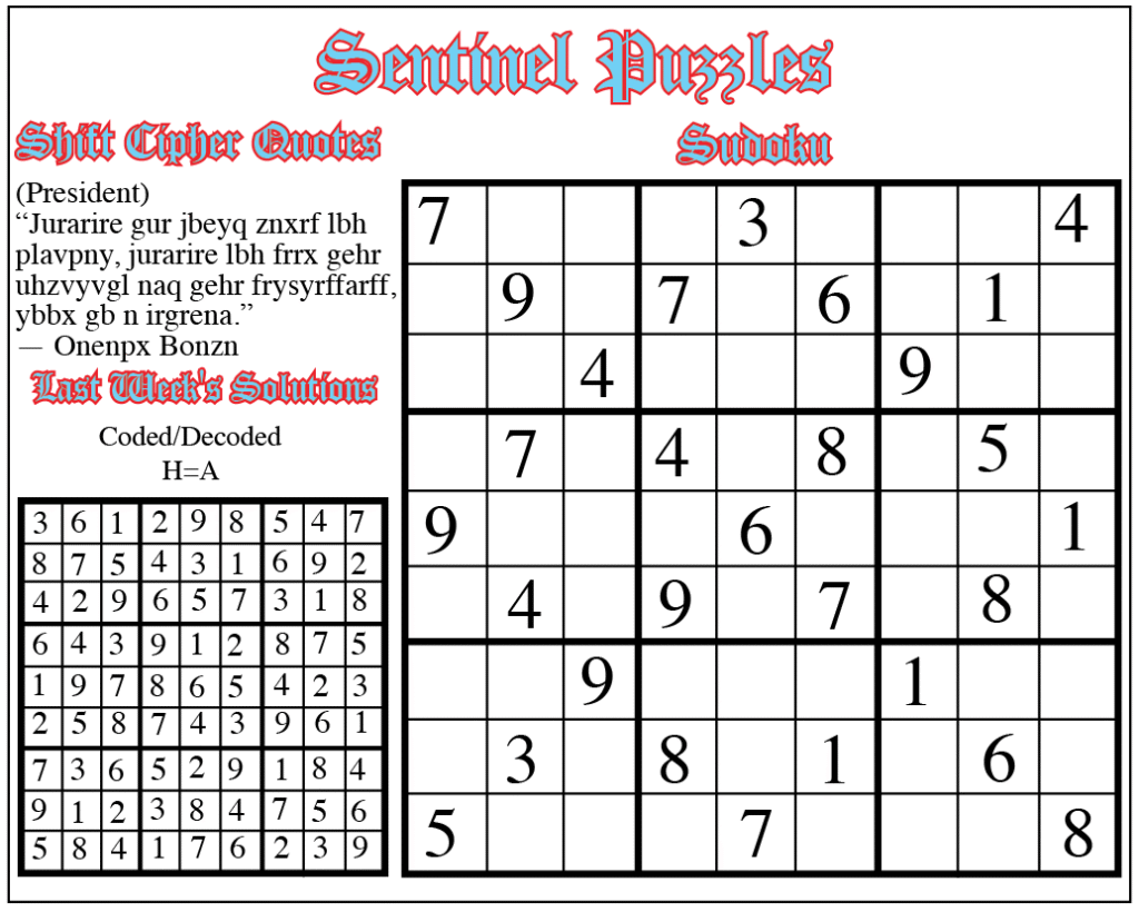 This Week’s Puzzles - November 6 2025 Edition - Johnston County Sentinel